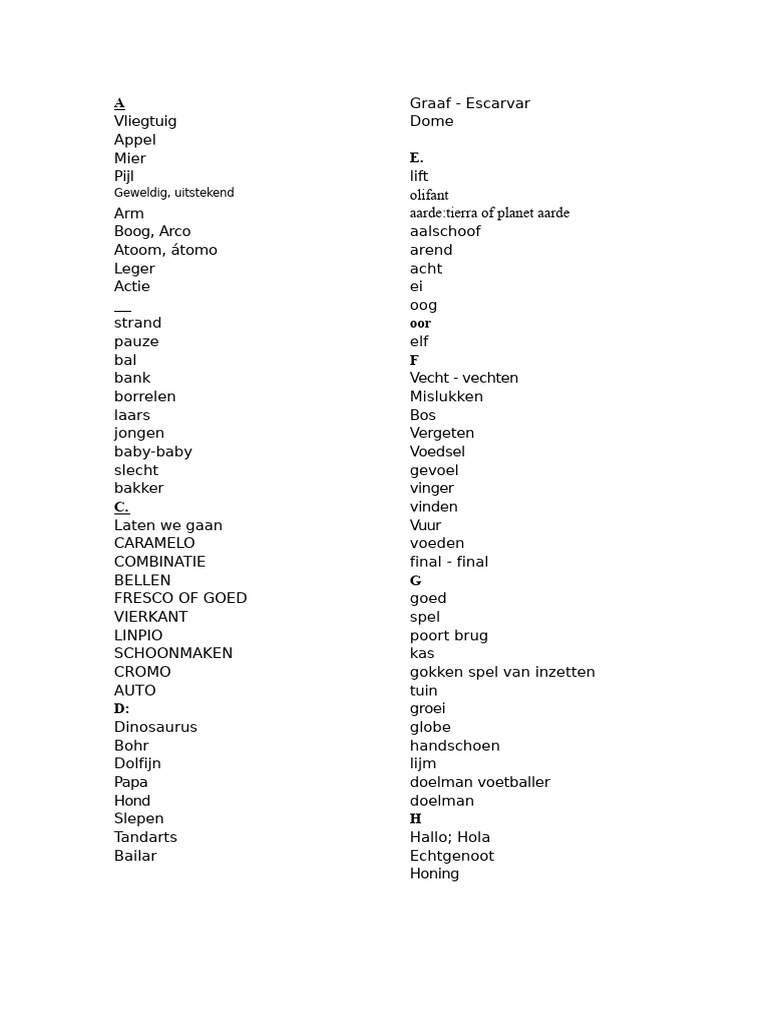 10 Woorden Met Elk Letter Van Het Alfabet in Engels en Spaans | PDF