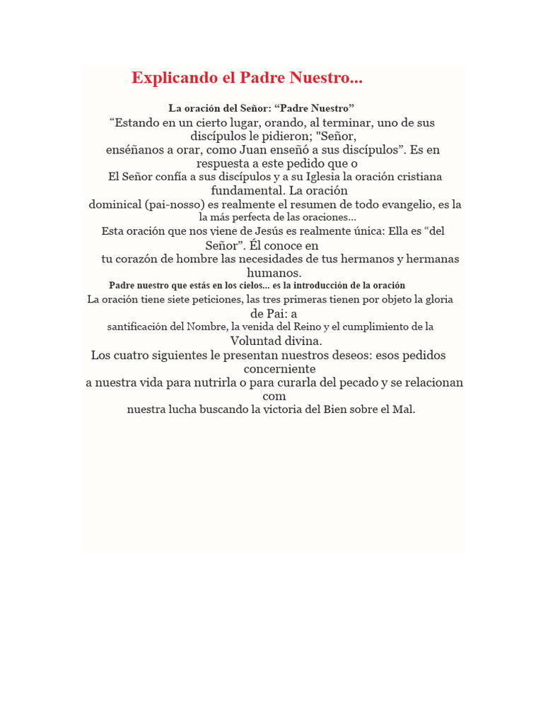 Explicando El Padre Nuestro | PDF | orador del Señor | Oración