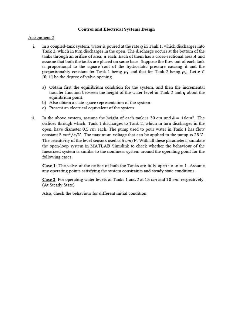 Assignment 2 CoupledTank | PDF