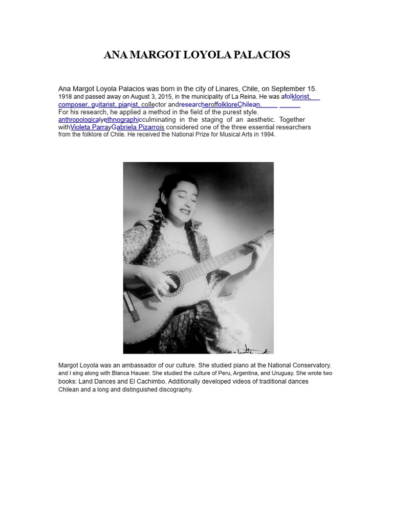 Biography of Ana Margot Loyola Palacios | PDF | Chile