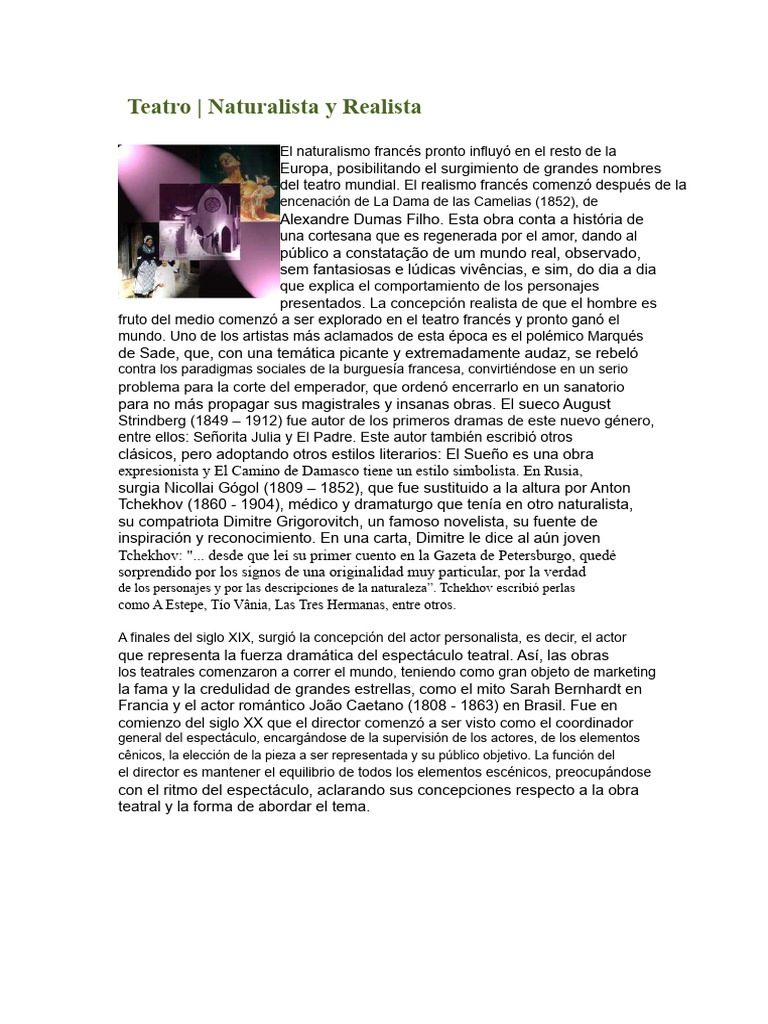Teatro Naturalista y Realista | PDF | Teatro | Anton Chekhov
