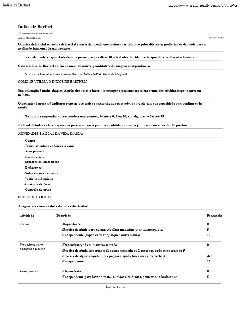 Índice de Barthel | PDF