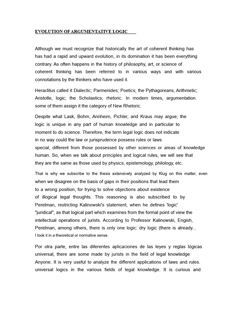 History of Argumentative Logic Evolution | PDF | Logic | Reason