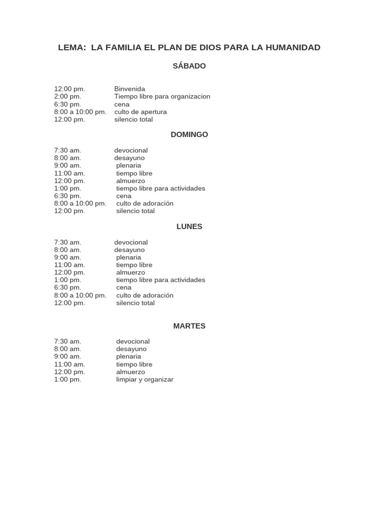 Programa Campamento 2025 | PDF