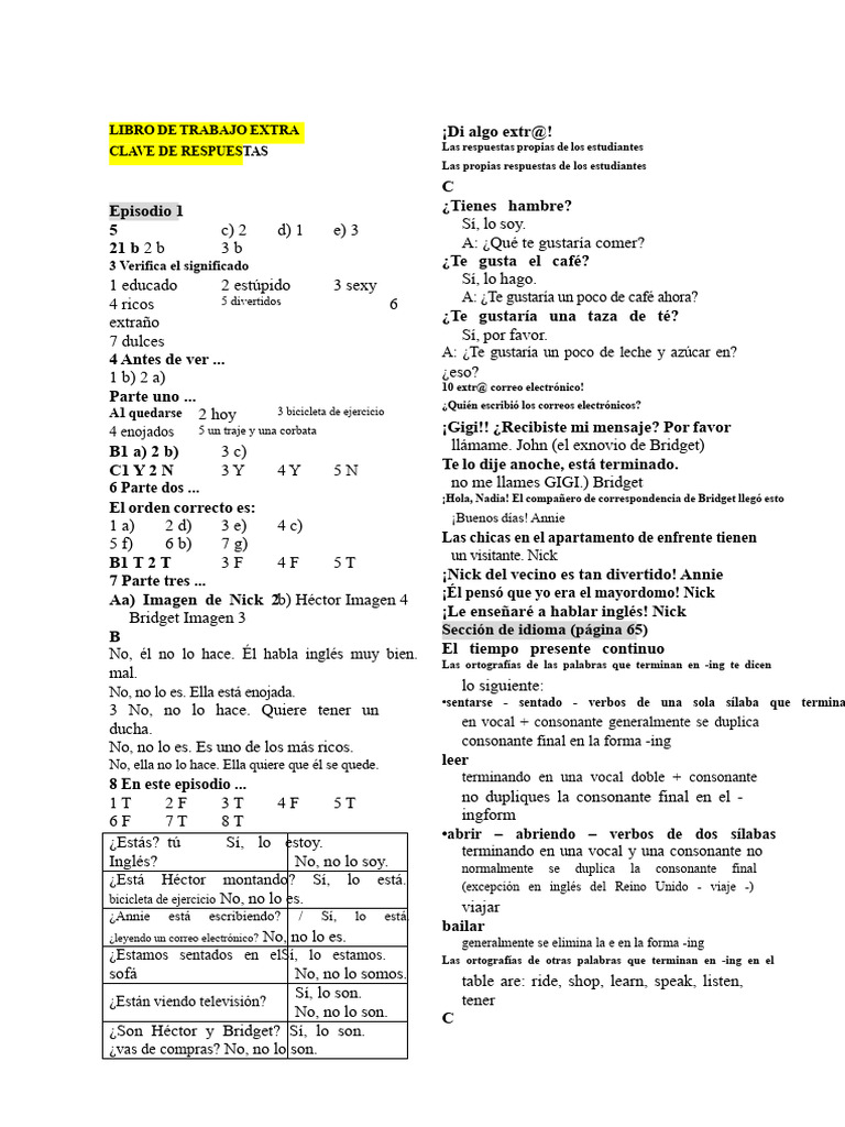Clave de Respuestas Extra | PDF