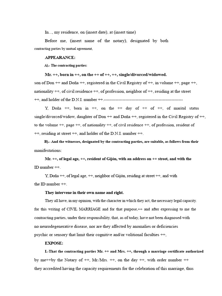 Marriage Certificate Template PDF | PDF | Marriage | Civil Law (Common Law)