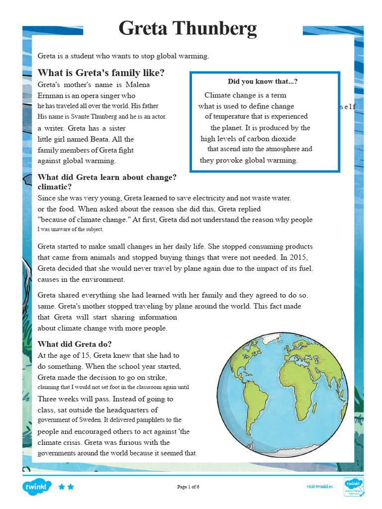 Greta Thunberg's Climate Activism Journey | PDF | Climate Change | Nature