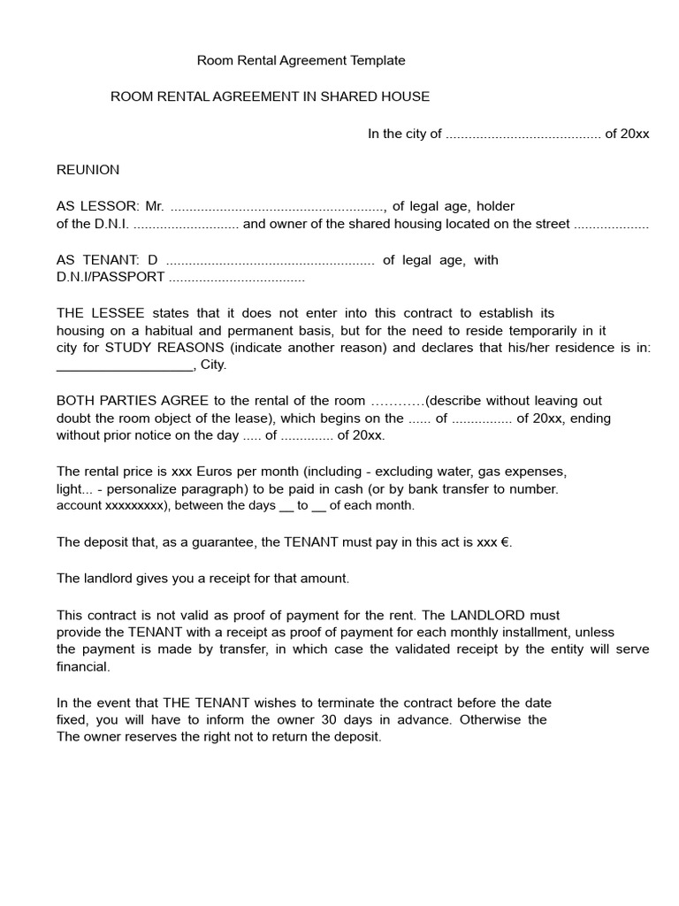 Room Rental Agreement for Students | PDF | Lease | Leasehold Estate