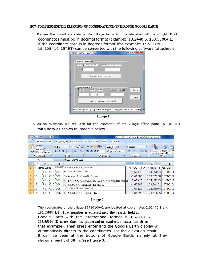 Elevation Determination in Google Earth | PDF