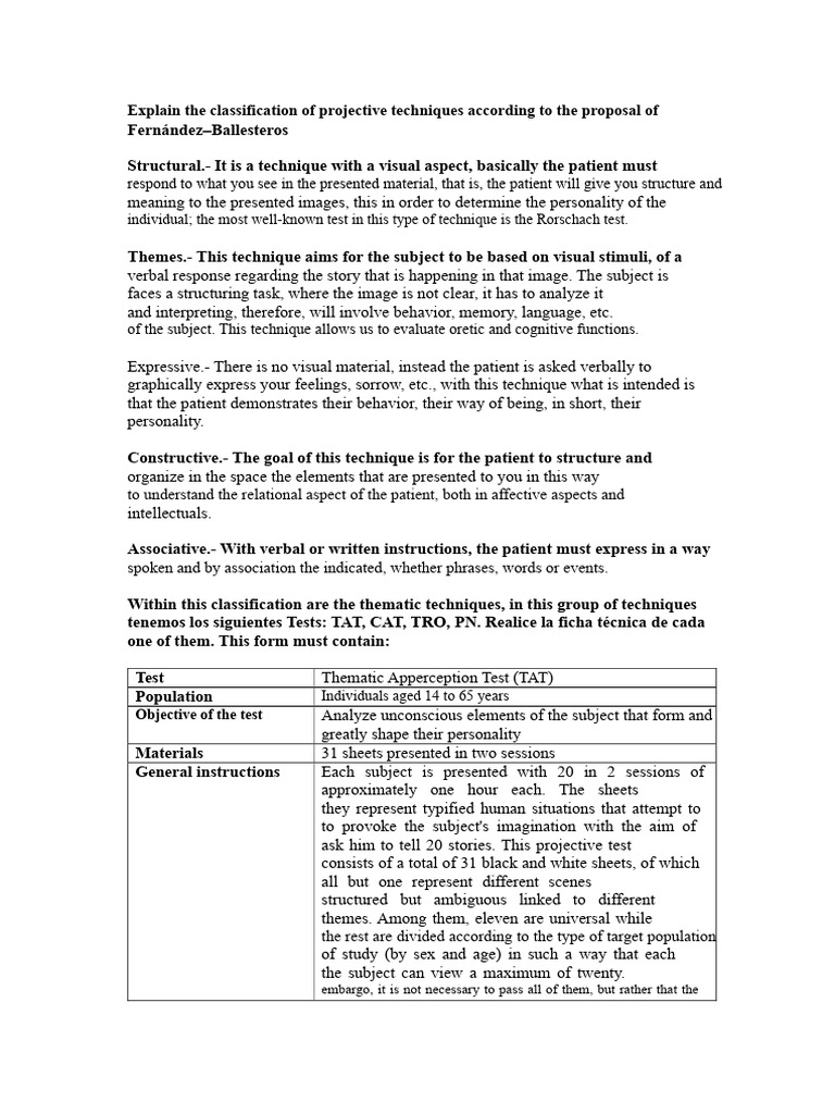 Explain The Classification of Projective Techniques According To ...