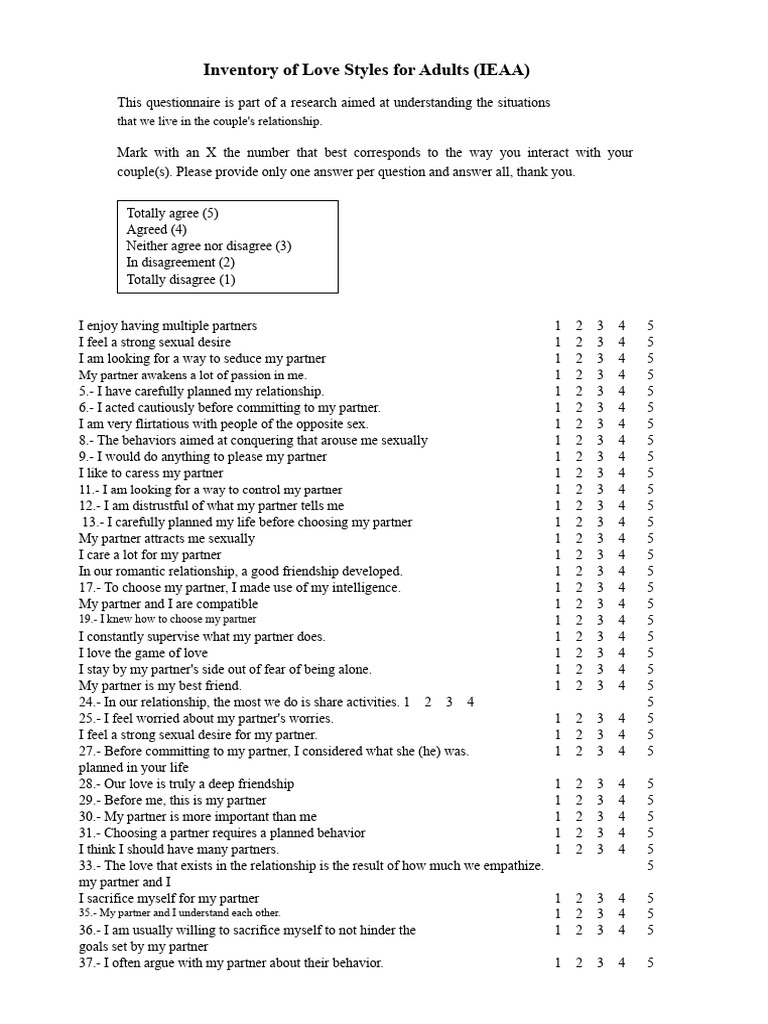 Inventory of Love Styles | PDF | Love | Romance (Love)