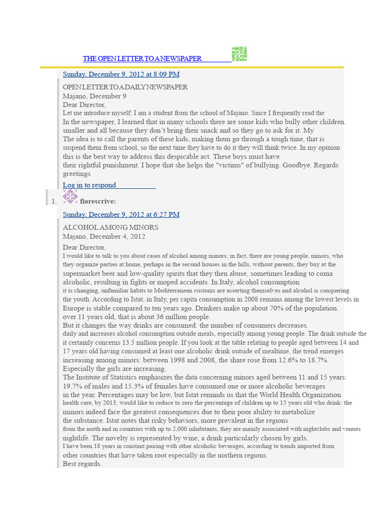 The Open Letter To A Newspaper | PDF | Alcoholic Beverages | Alcoholism