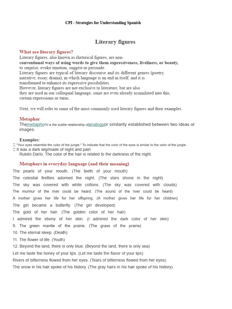 LITERARY FIGURES | PDF | Metaphor