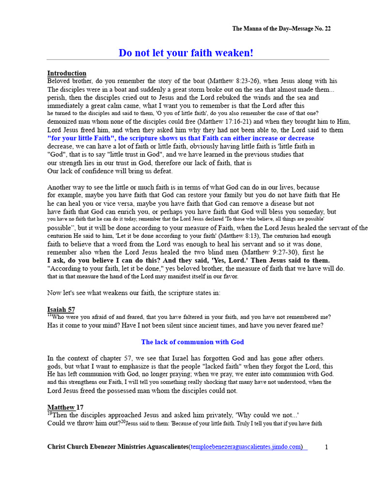 Don't Let Your Faith Weaken | PDF | Jesus | Faith