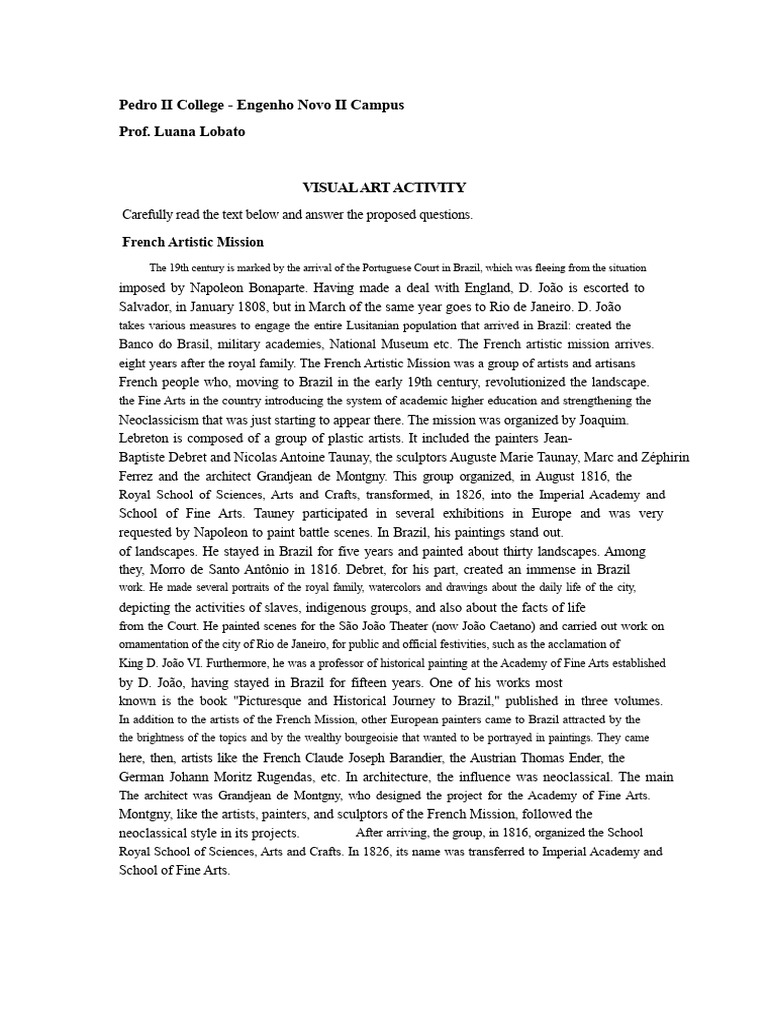 VISUAL ARTS ACTIVITY 8TH GRADE (1) | PDF | The Arts