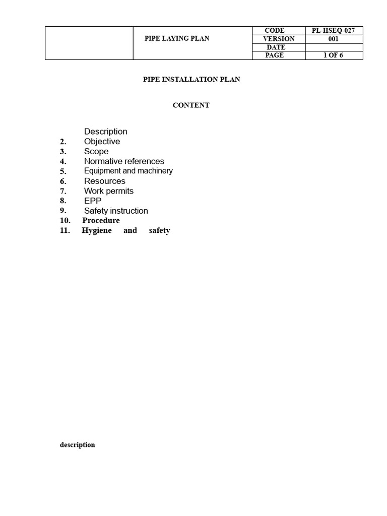 PL-HSEQ-027 Pipe Lifting Plan | PDF | Crane (Machine) | Safety