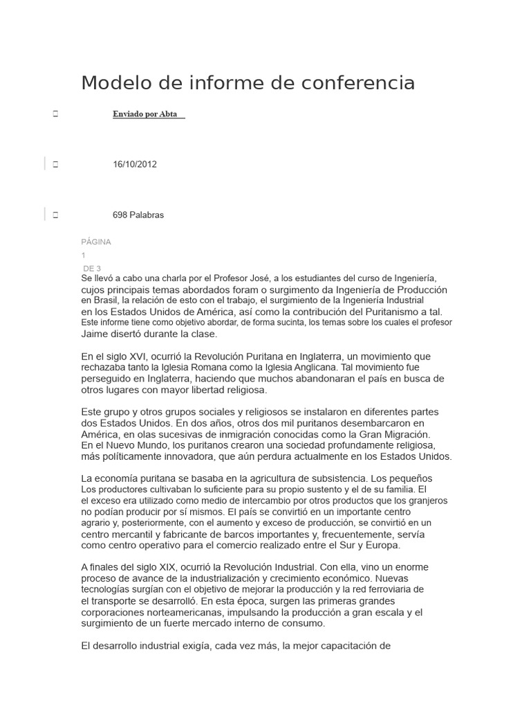 Modelo de Informe de Charla | PDF | Ingeniería | Ingeniero