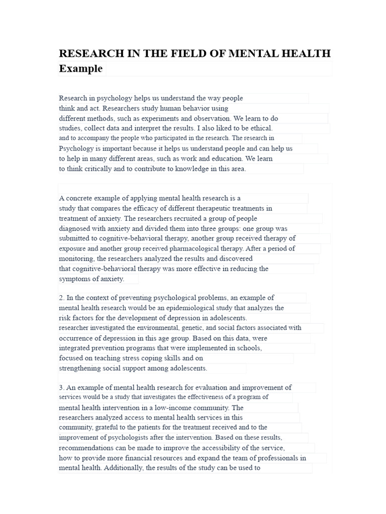 Examples of Research Projects in The Field of Psychology | PDF ...