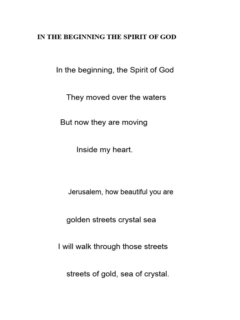 In The Beginning The Spirit of God | PDF
