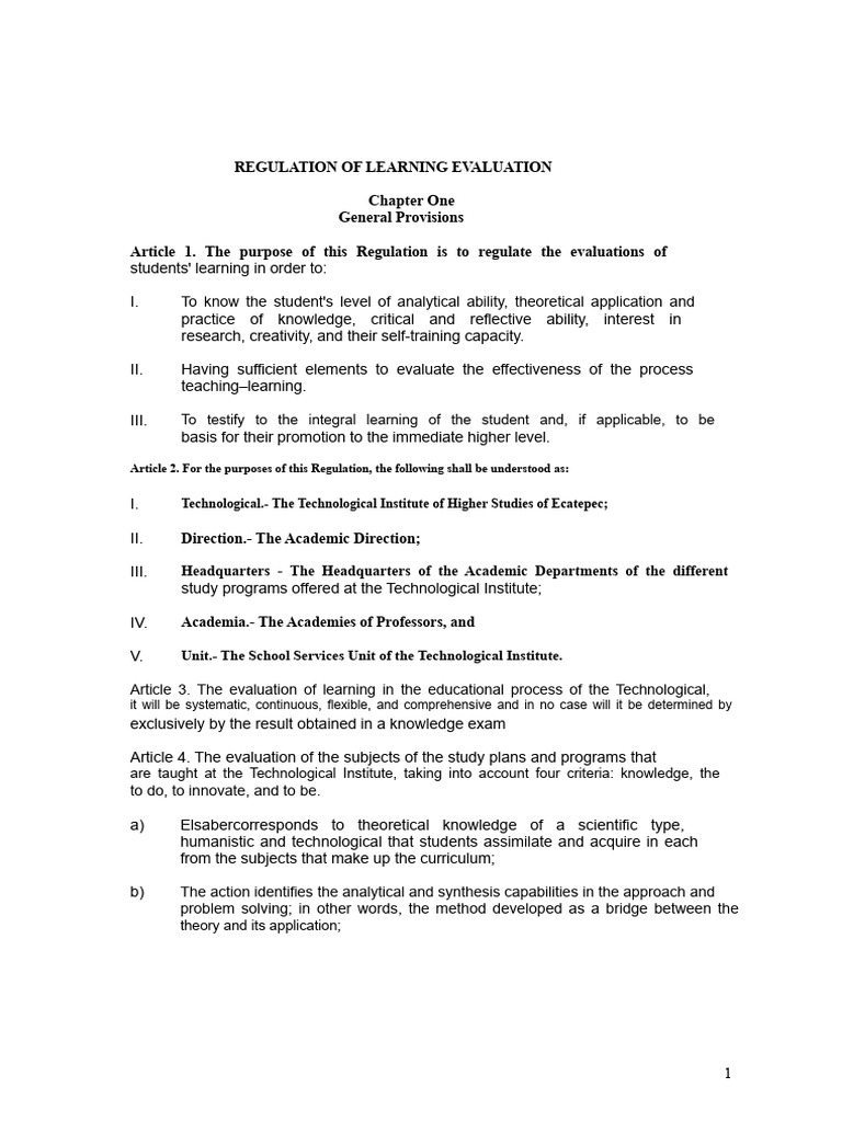 10 Learning Assessment Regulation | PDF | Evaluation | Curriculum