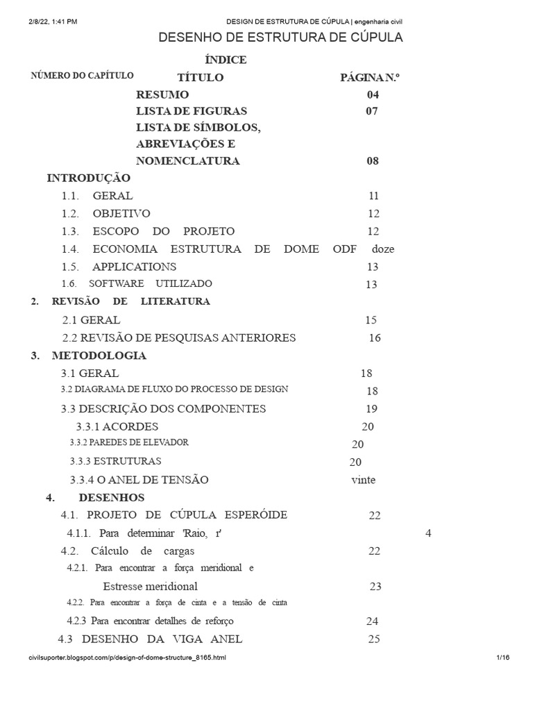 DESENHO DE ESTRUTURA DE CÚPULA - Engenharia Civil | PDF | Cúpula | Estresse (Mecânica)