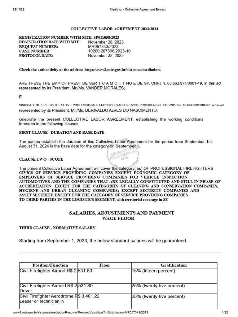 Collective Agreement 2023-2024 - Ratified | PDF | Employment | Salary
