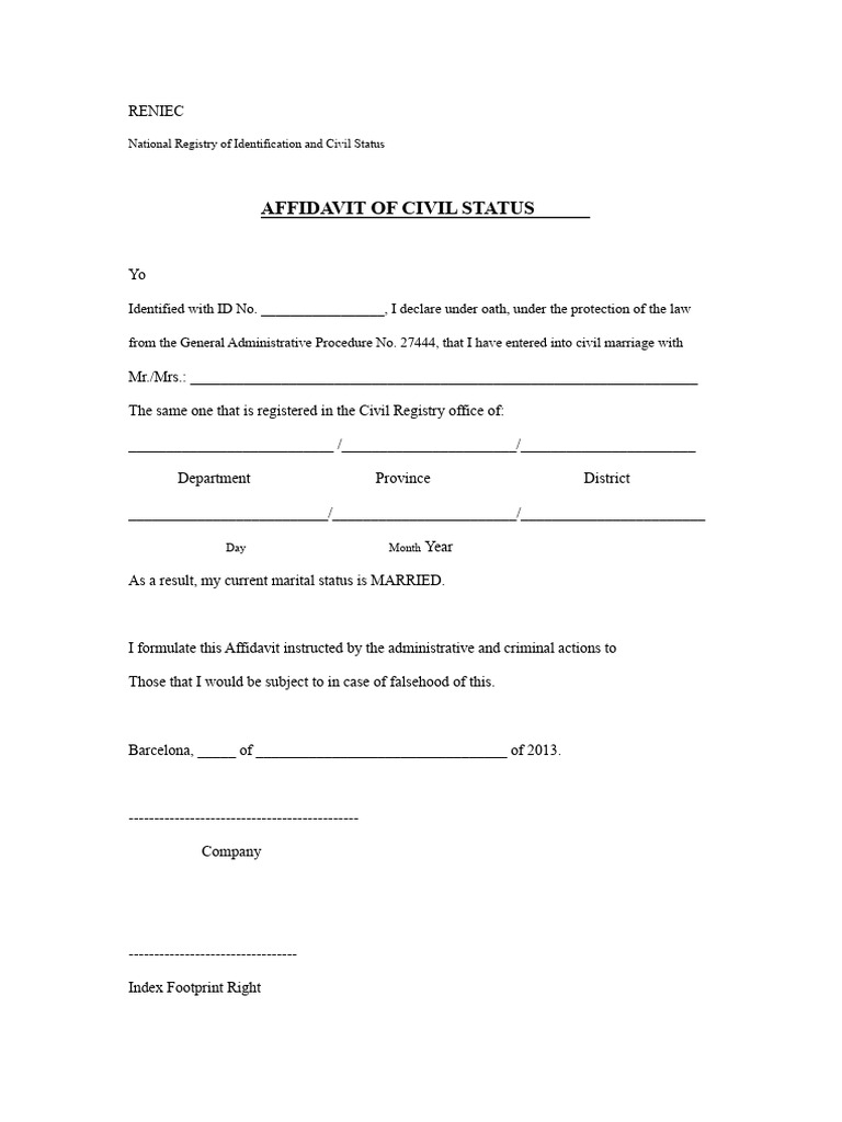 Affidavit of Marital Status | PDF