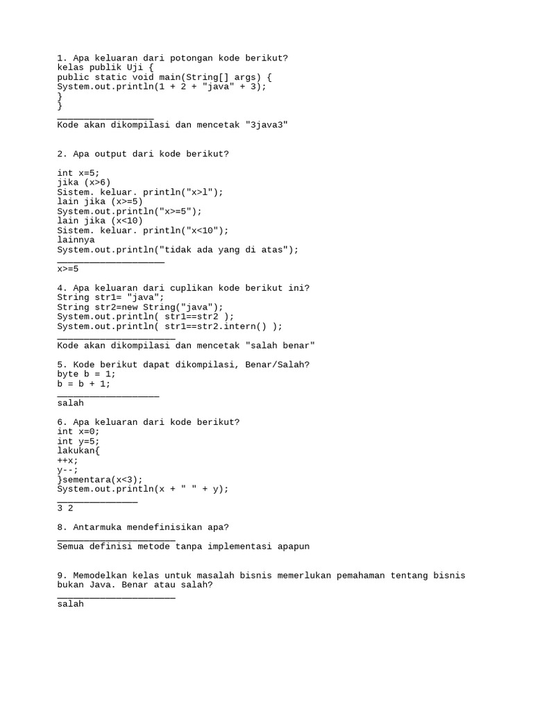 Ujian Tengah Semester Pemrograman Java | PDF