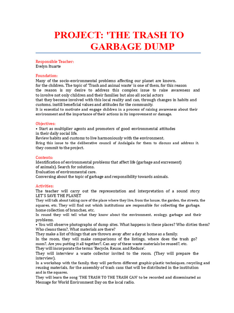 Trash Awareness Project for Kids | PDF | Waste | Recycling