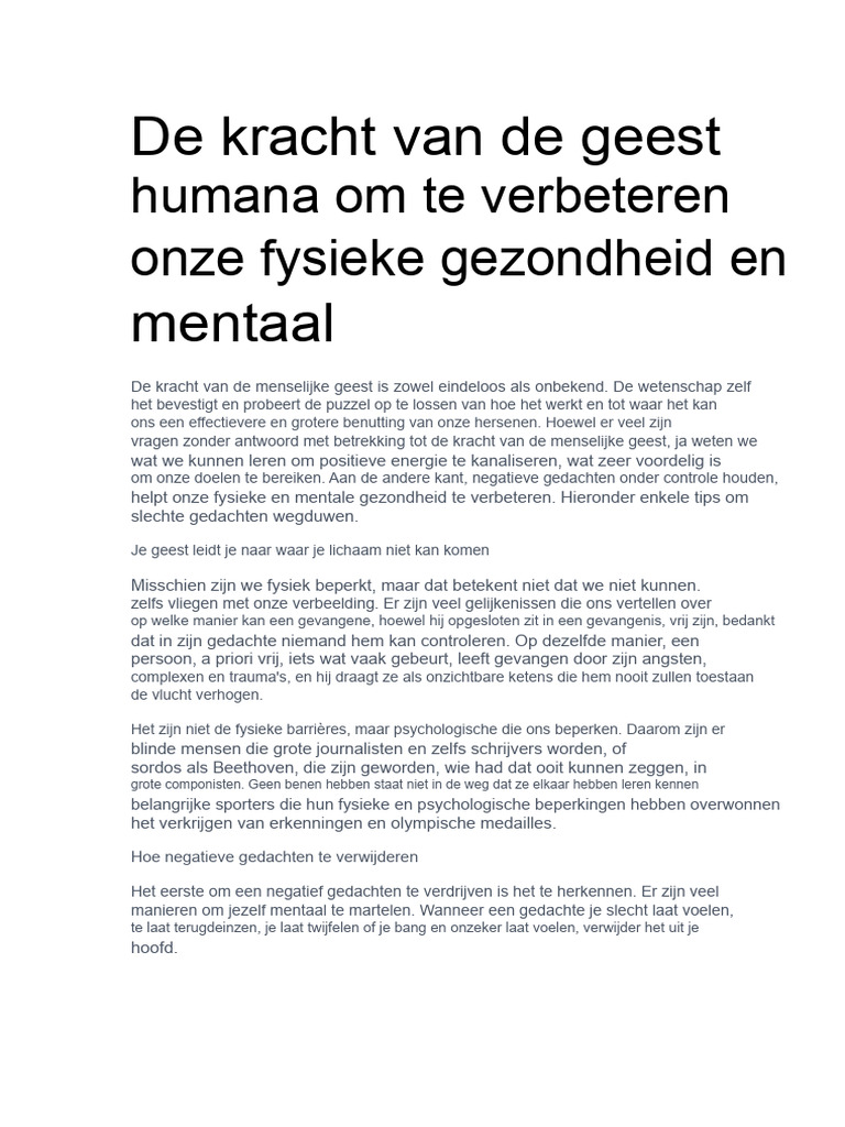 De Kracht Van de Geest | PDF