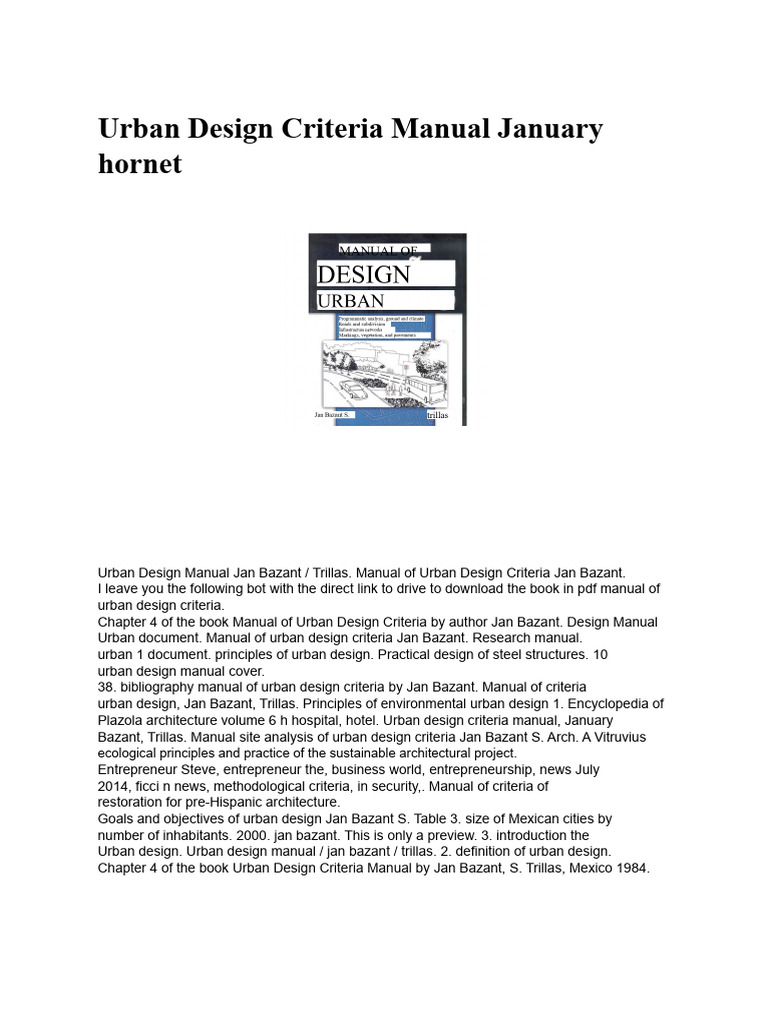 Urban Design Criteria Manual Jan Bazant | PDF | Urban Design | Bibliography