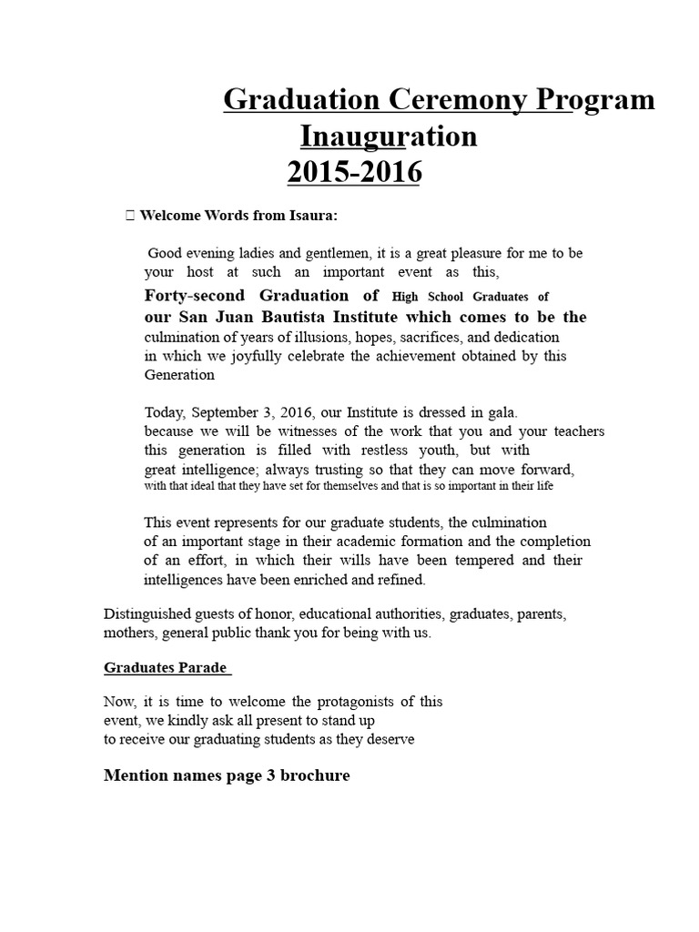Graduation Program of The Isajuba Investiture Ceremony | PDF
