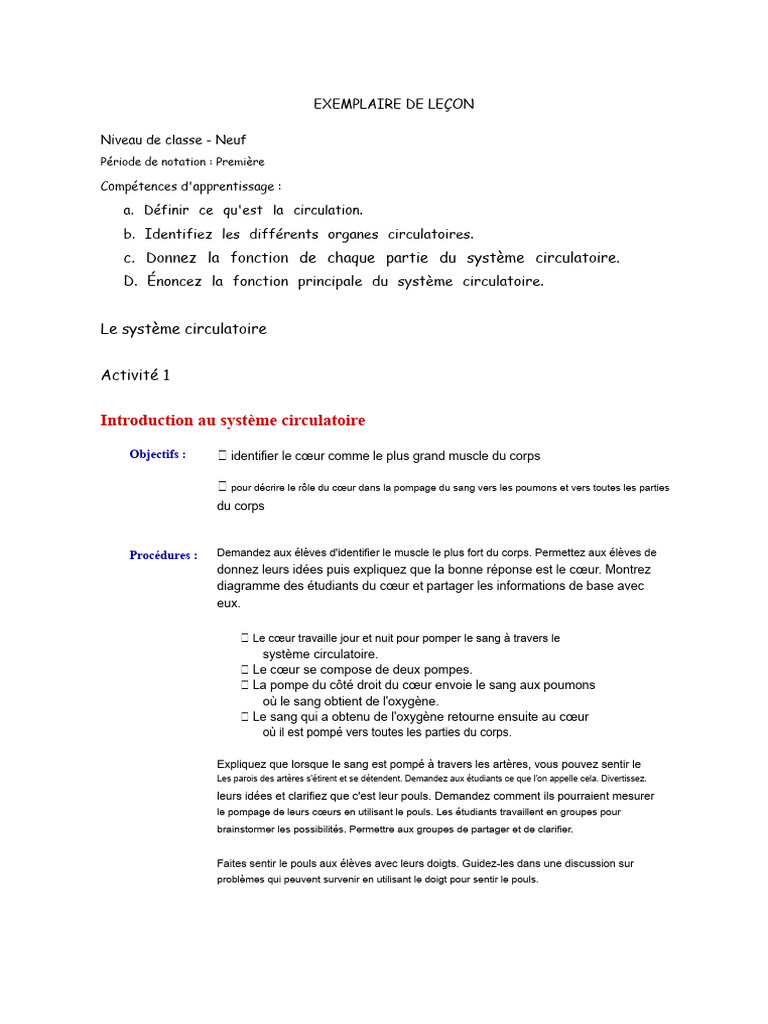 Le Système Circulatoire : Fonction et Composants | PDF | Sang | Moelle ...