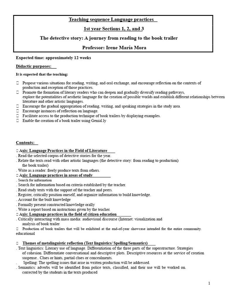 Didactic Sequence Language Practices Police Story | PDF | Detective Fiction | Father Brown