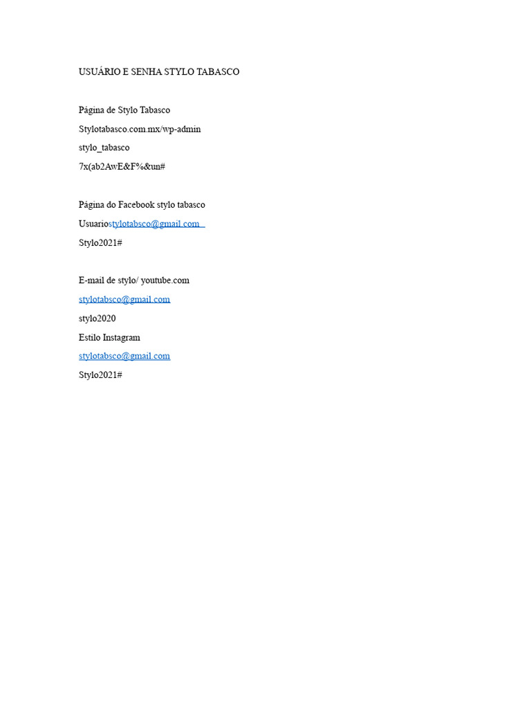 Usuários e Senhas | PDF