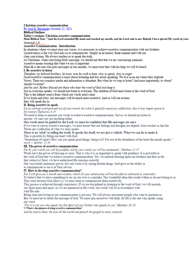 Christian Assertive Communication Guide | PDF | God | Bible
