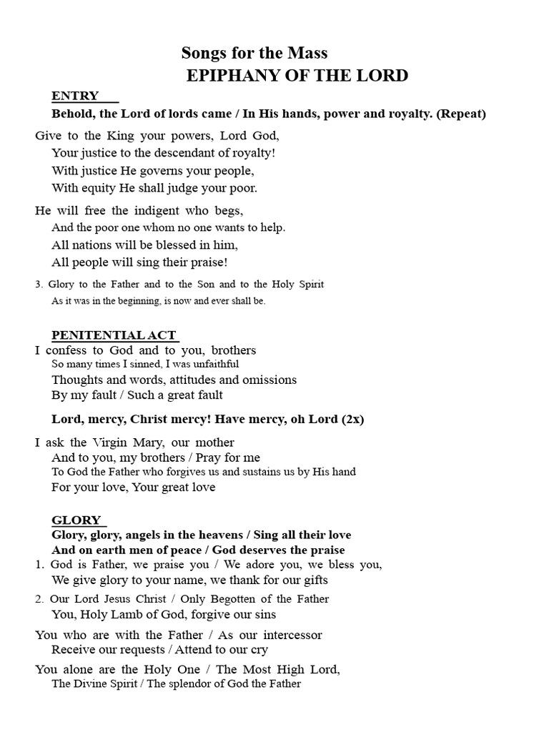 Epiphany Songs for Worship Services | PDF | Glory (Religion) | God The ...