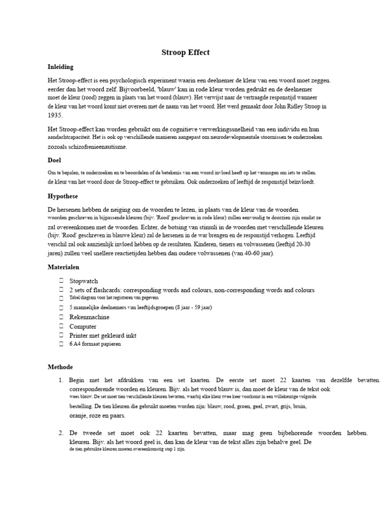 Stroop Effect | PDF