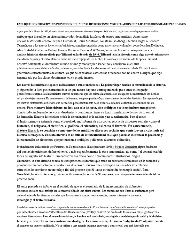 Principios del Nuevo Historicismo y Shakespeare | PDF | Michel Foucault ...