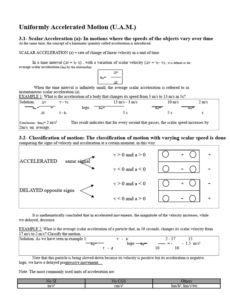 Understanding Scalar Acceleration and Motion | PDF | Acceleration ...