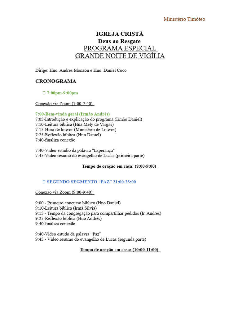 Programa Vigília | PDF