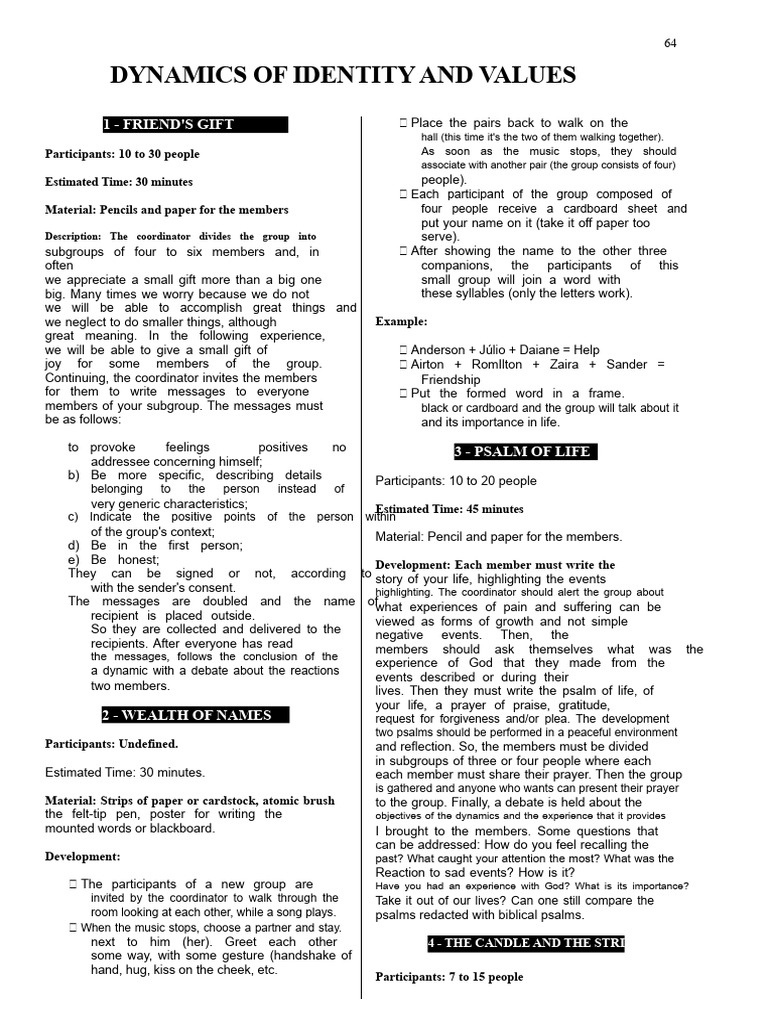 Identity and Values Dynamics Activities | PDF | Patchwork | Drawing