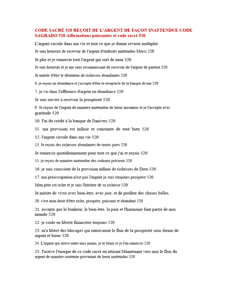 Abondance Inattendue avec le Code 520 | PDF