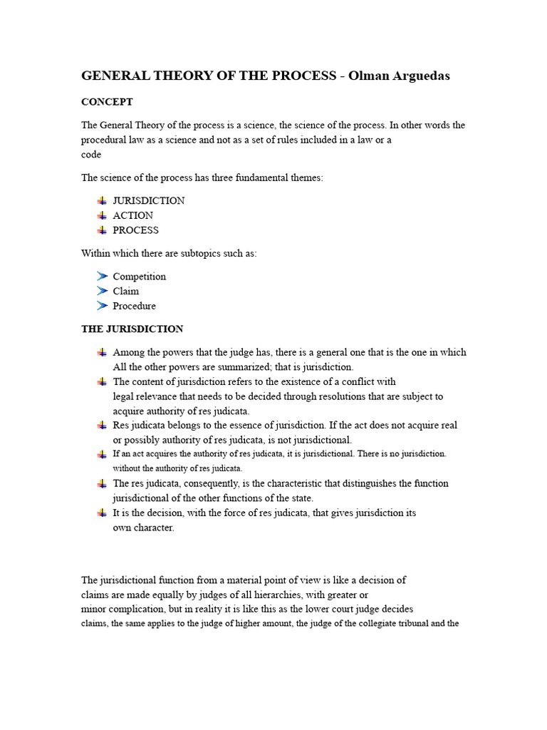 Summary of General Process Theory | PDF | Jurisdiction | Lawsuit
