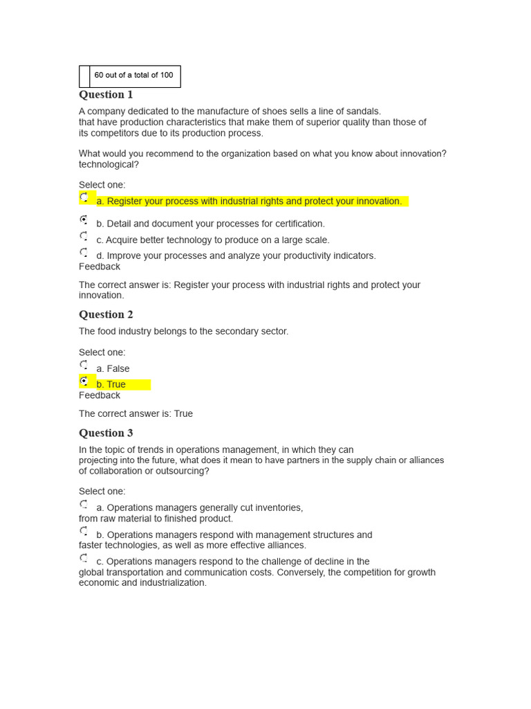 Exam 4 of Industrial Engineering Systems | PDF | Innovation | Supply Chain