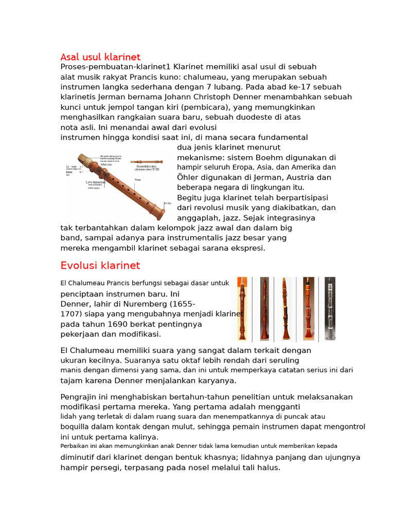 Bahan Pembuatan Klarinet dan Evolusinya | PDF