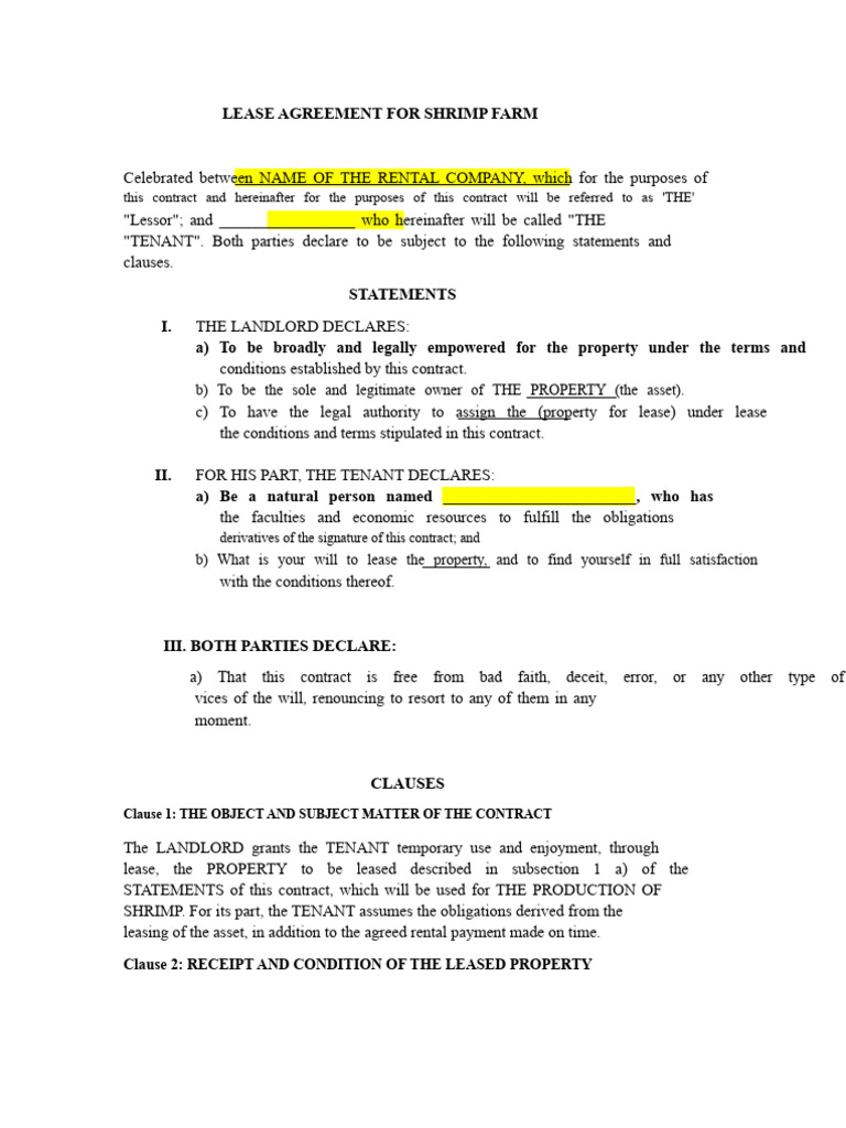 Lease Agreement Model Property | PDF | Lease | Leasehold Estate