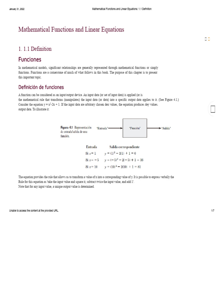 Mathematical Functions and Linear Equations - 1.1 Definition | PDF | Function (Mathematics ...