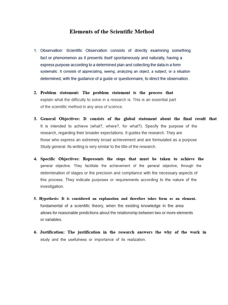 Key Elements of the Scientific Method | PDF | Scientific Method ...