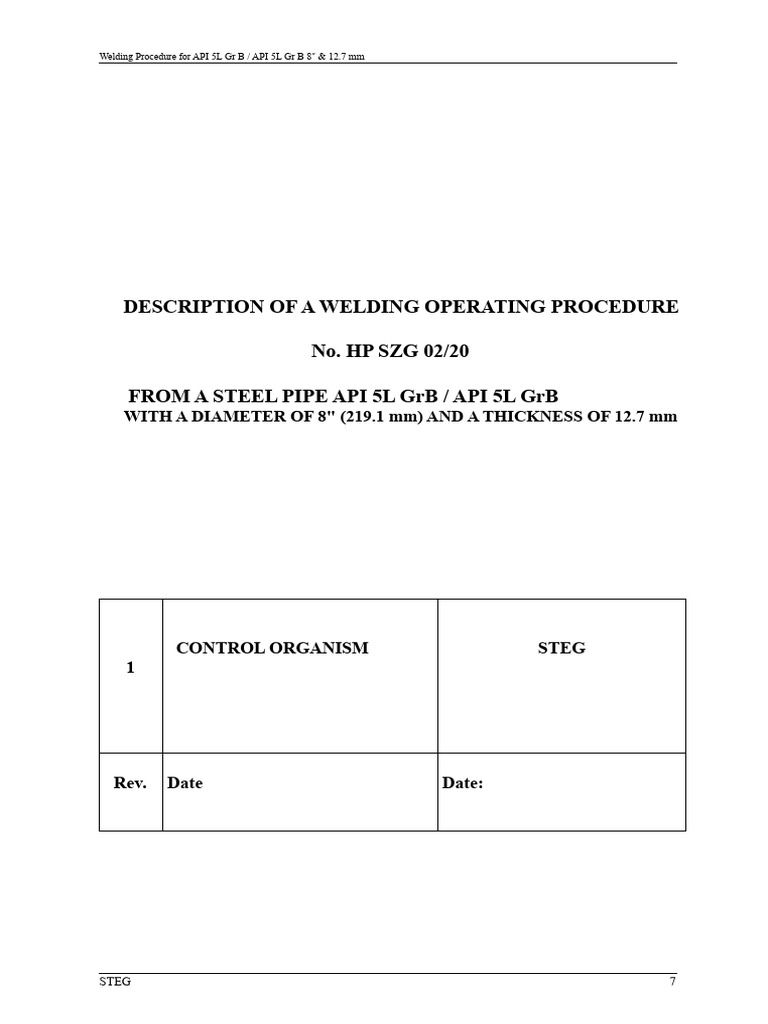 API 5L Gr B Welding Procedure Guide | PDF | Welding | Construction